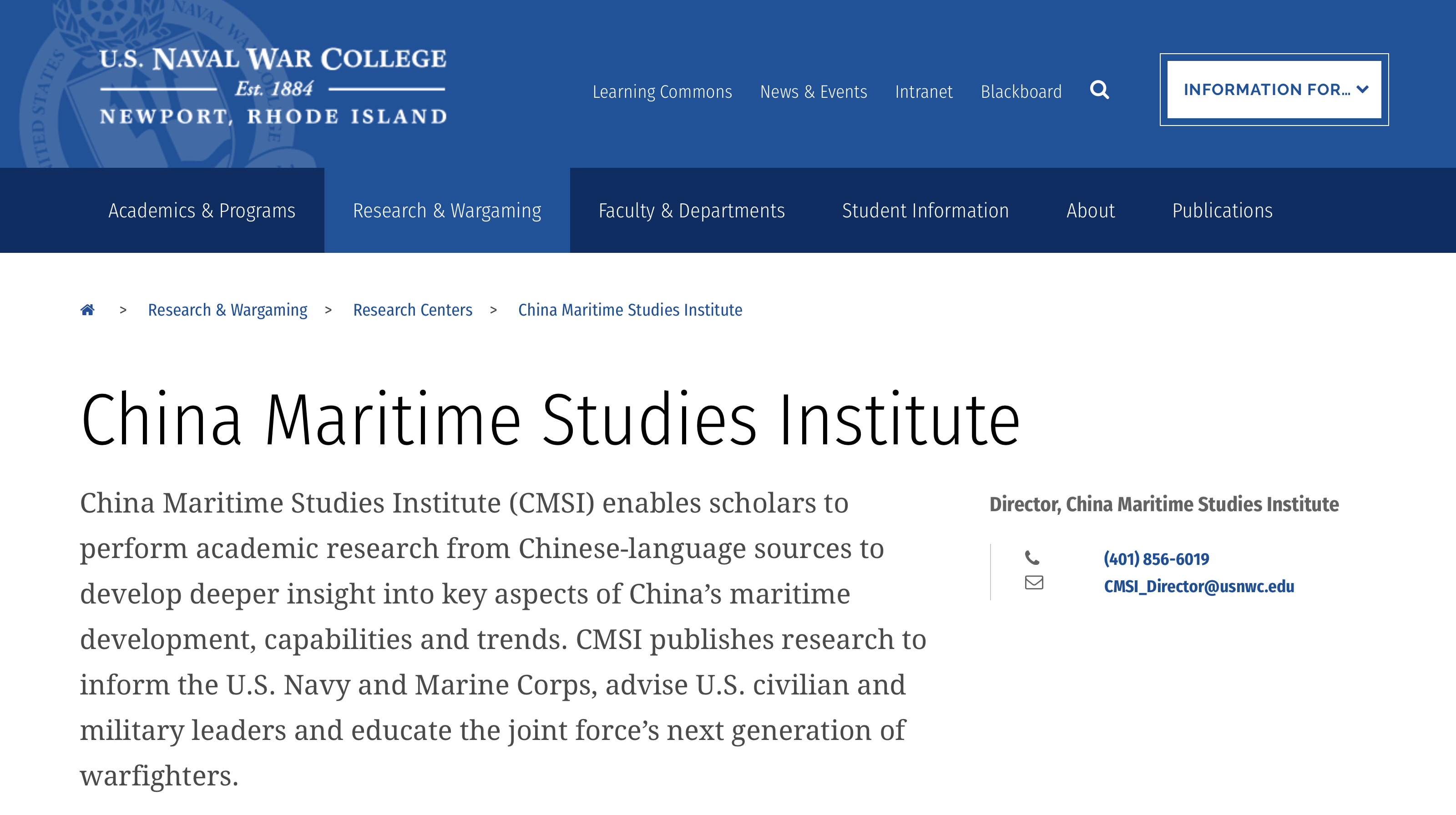CMSI’s 20th Anniversary! China Maritime Studies Institute Established ...