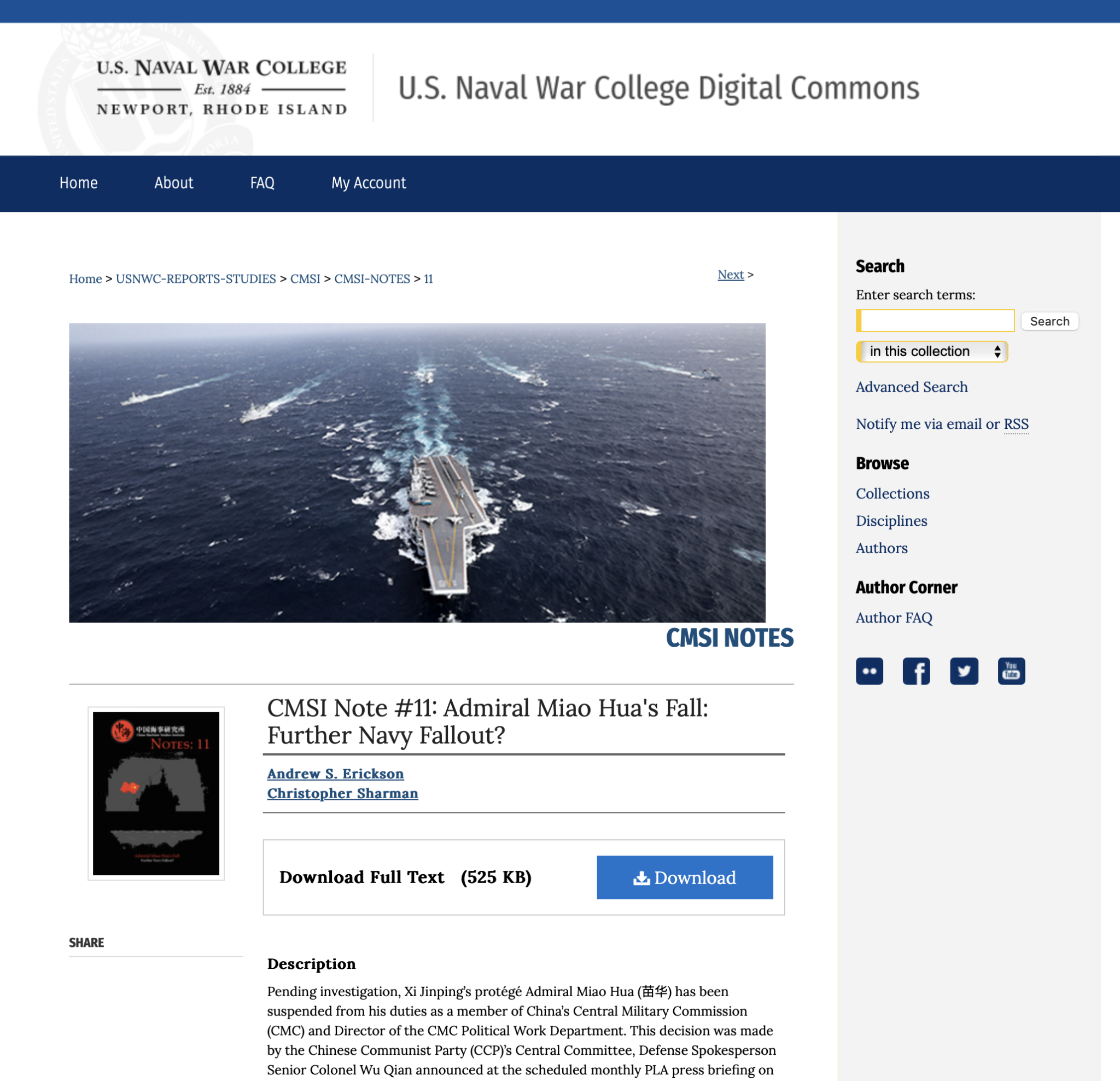 CMSI Note 11: “Admiral Miao Hua’s Fall: Further Navy Fallout?” | Andrew ...