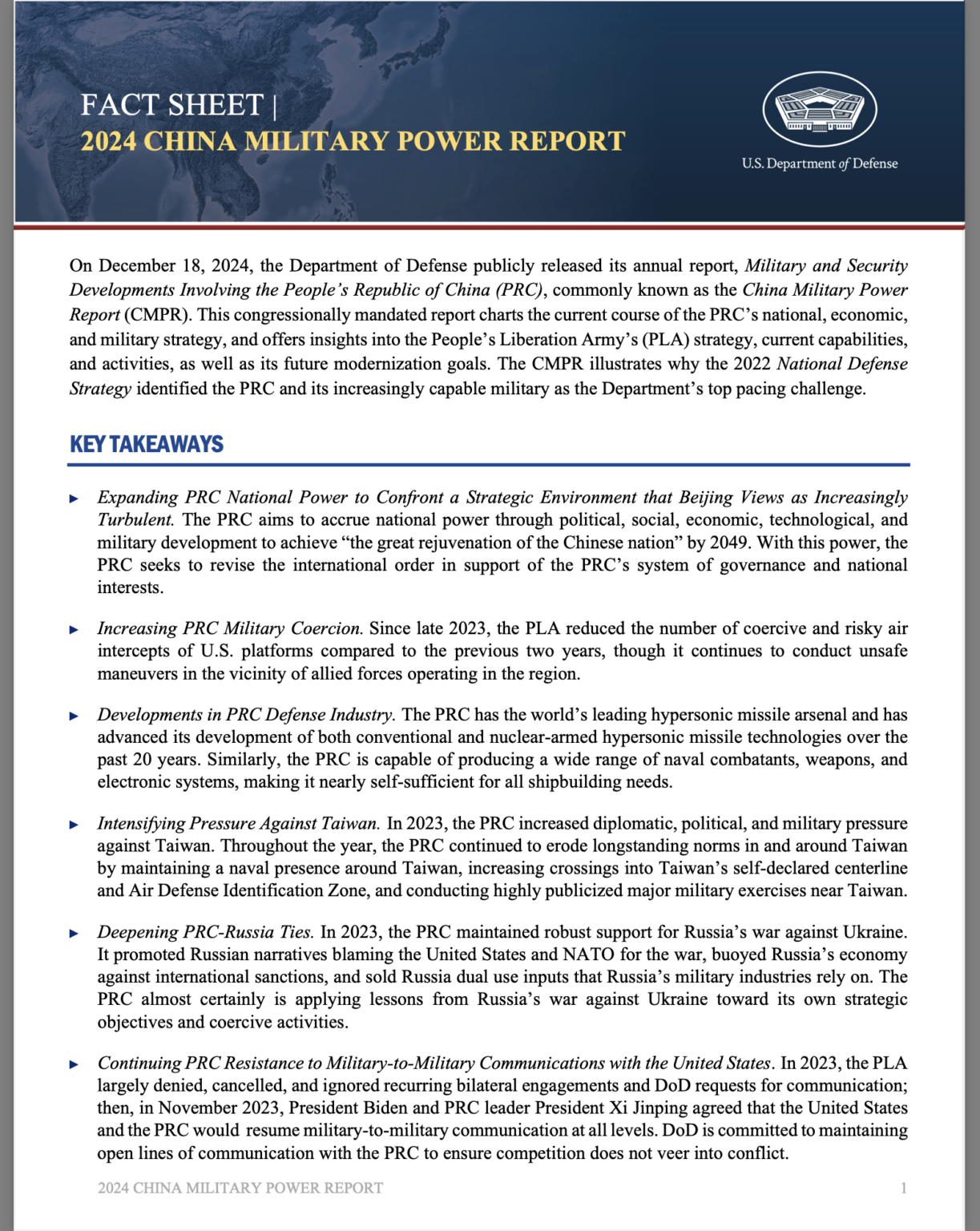 Department of Defense Just Released 2024 China Military Power Report ...