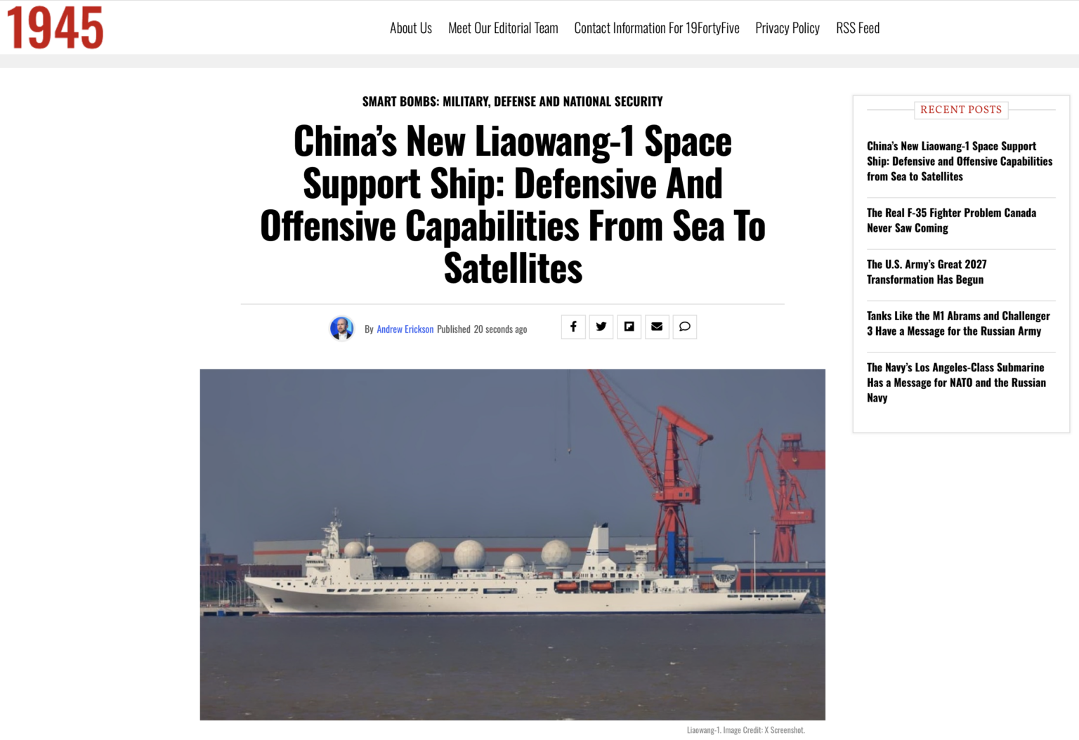 China’s New Liaowang-1 Space Support Ship: Defensive & Offensive ...